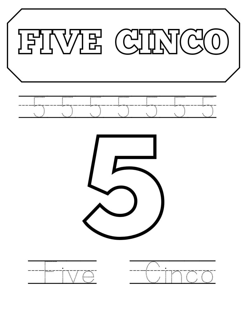 Counting Numbers 1-10 in English and Spanish Printables (digital ...