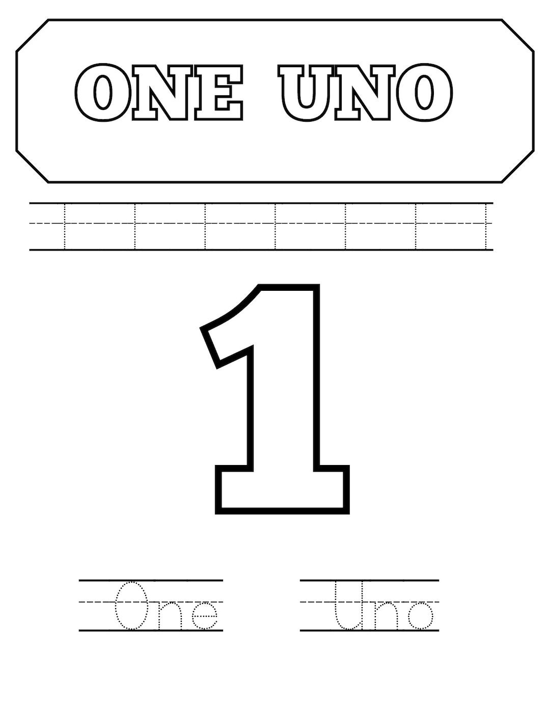 Counting Numbers 1-10 in English and Spanish Printables - Etsy