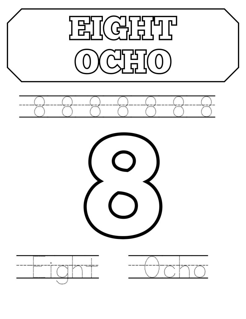 Counting Numbers 1-10 in English and Spanish Printables (digital ...