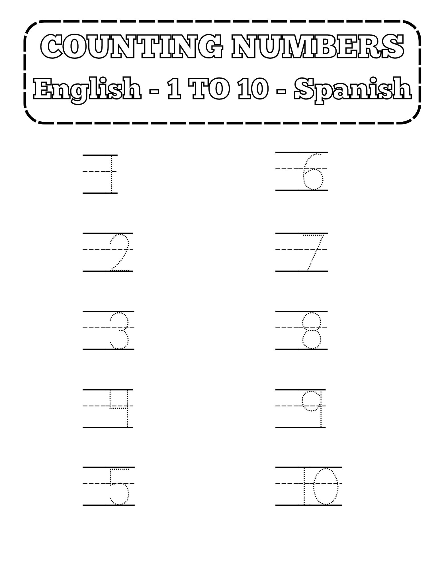 Counting Numbers 1-10 in English and Spanish Printables (digital ...