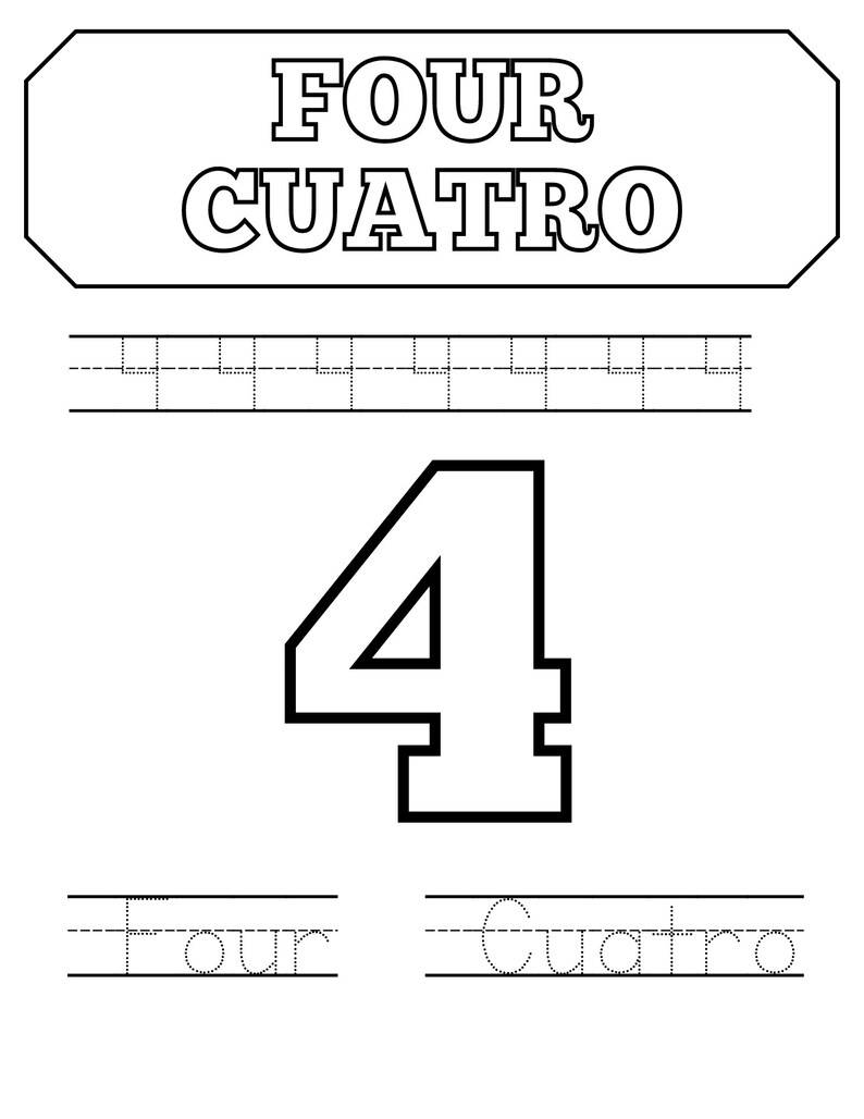 Counting Numbers 1-10 in English and Spanish Printables (digital ...