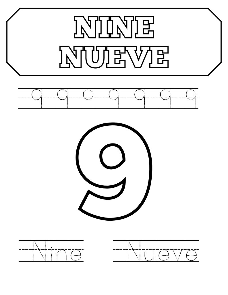 Counting Numbers 1-10 in English and Spanish Printables (digital ...