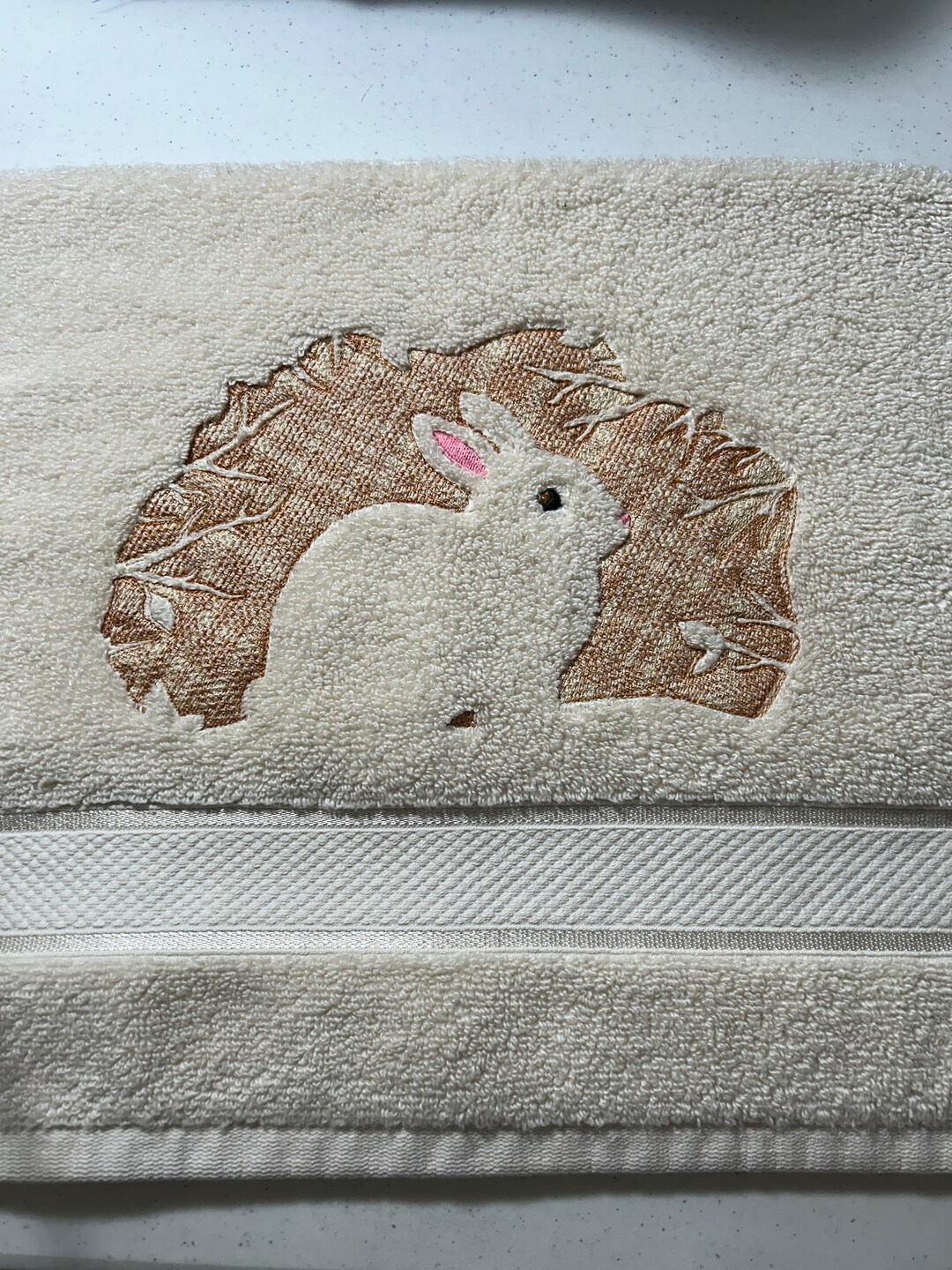 Embossed Bunny Hand Towel - Etsy