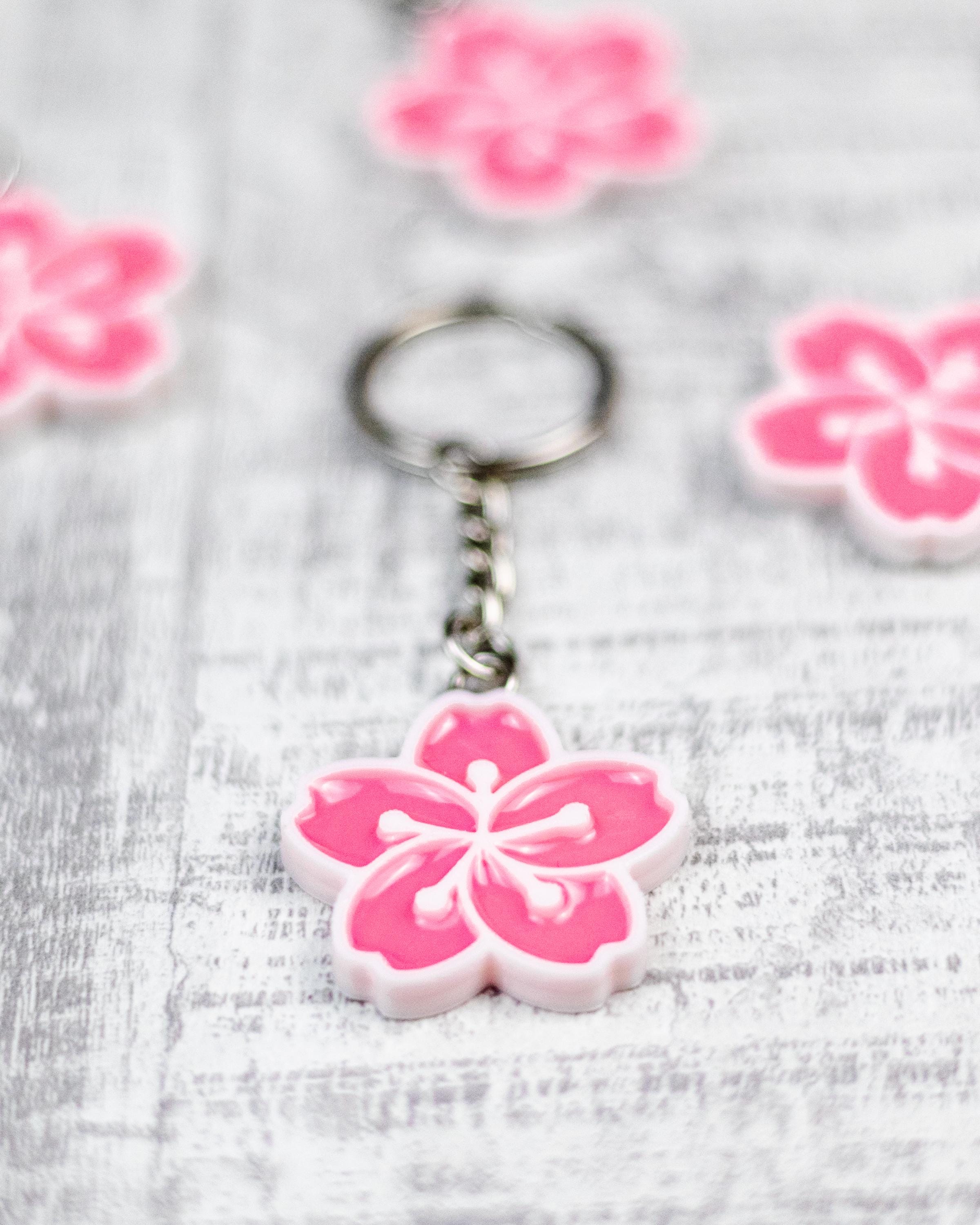 Sakura Cherry Blossom Enamel Keychain, Sakura Flower Enamel Keychain ...