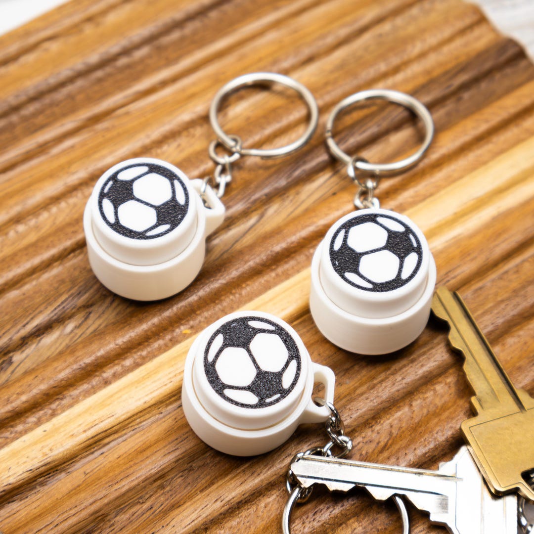 Soccer Ball Fidget Toy Keychain With Clicky Button, Soccer Clicky ...