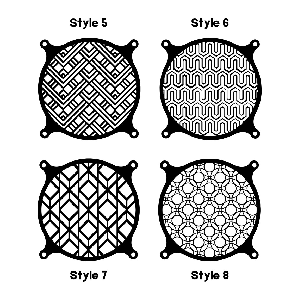 Geometric Fan Cover Designs, 120mm Computer Fan Grills for Gaming Setup ...