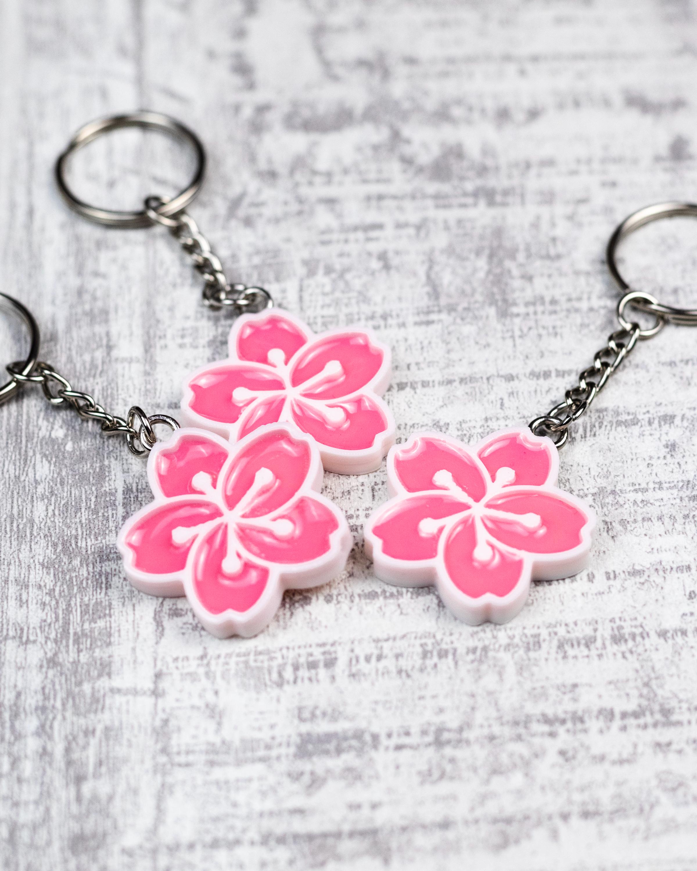 Sakura Cherry Blossom Enamel Keychain, Sakura Flower Enamel Keychain ...