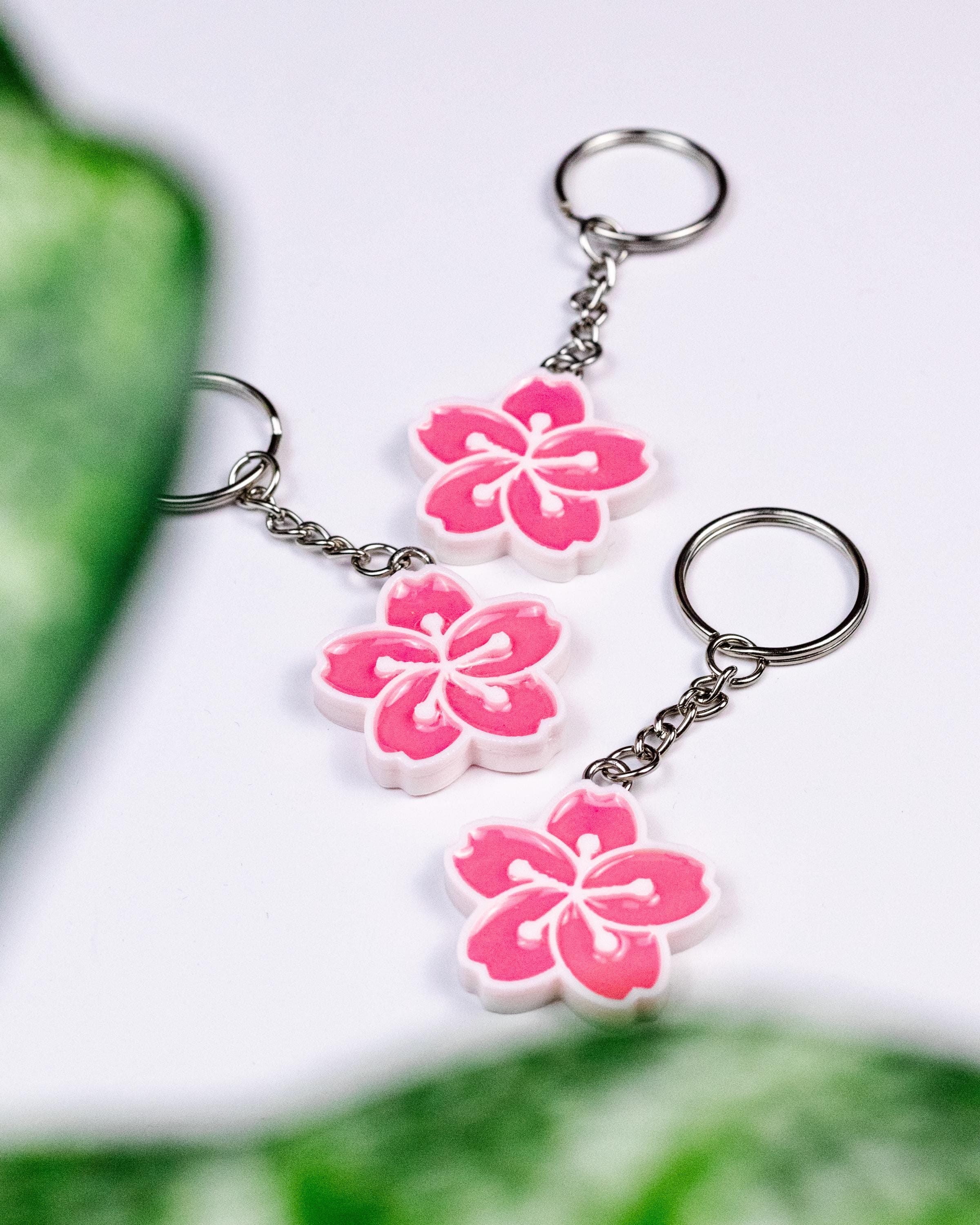 Sakura Cherry Blossom Enamel Keychain, Sakura Flower Enamel Keychain ...