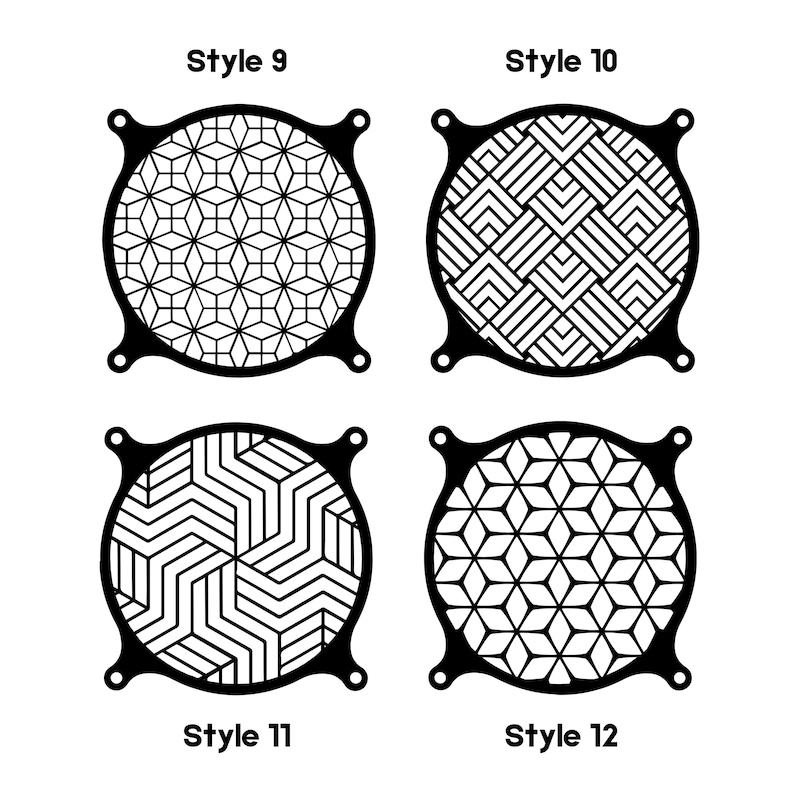 Geometric Fan Cover Designs, 120mm Computer Fan Grills for Gaming Setup ...