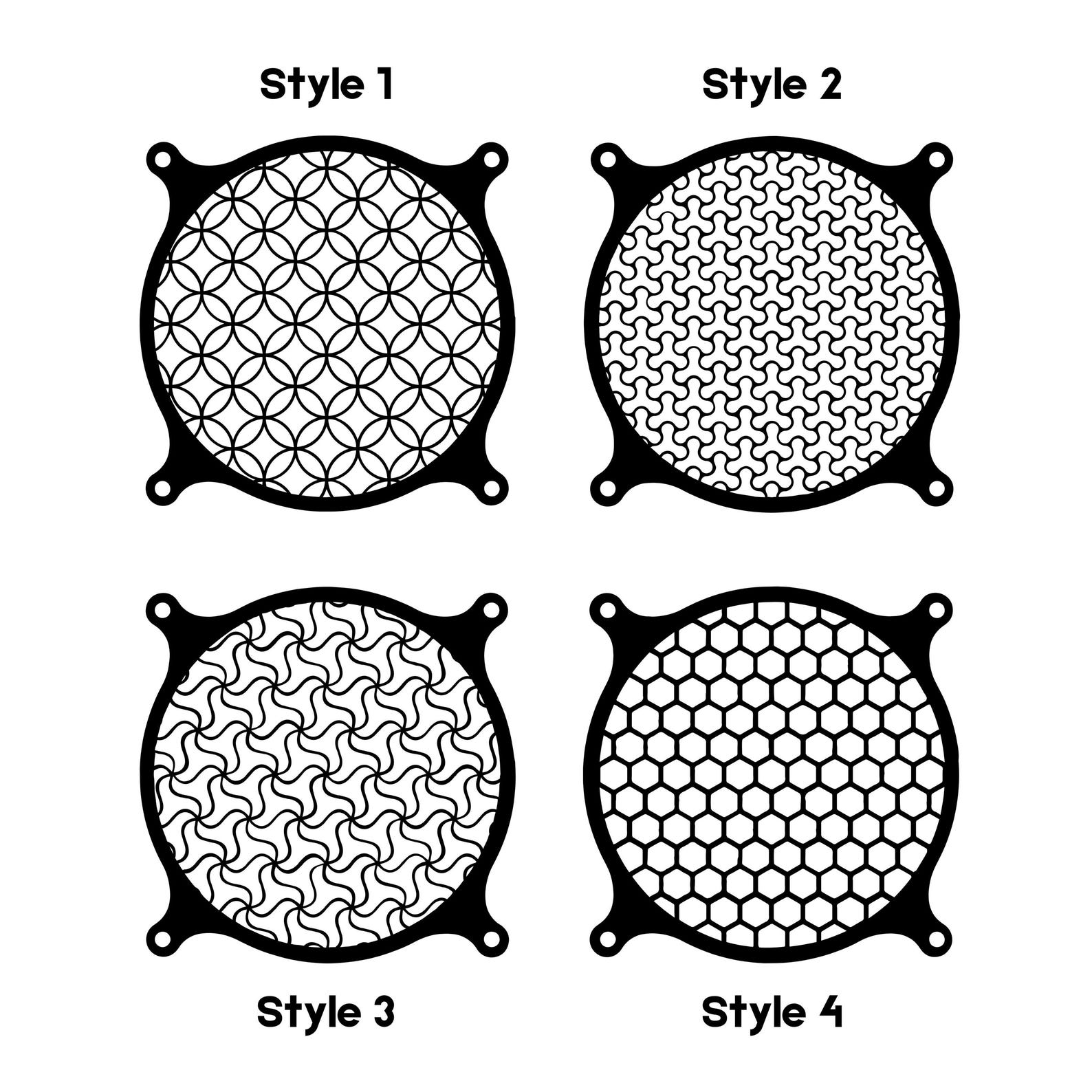 Geometric Fan Cover Designs, 120mm Computer Fan Grills for Gaming Setup ...