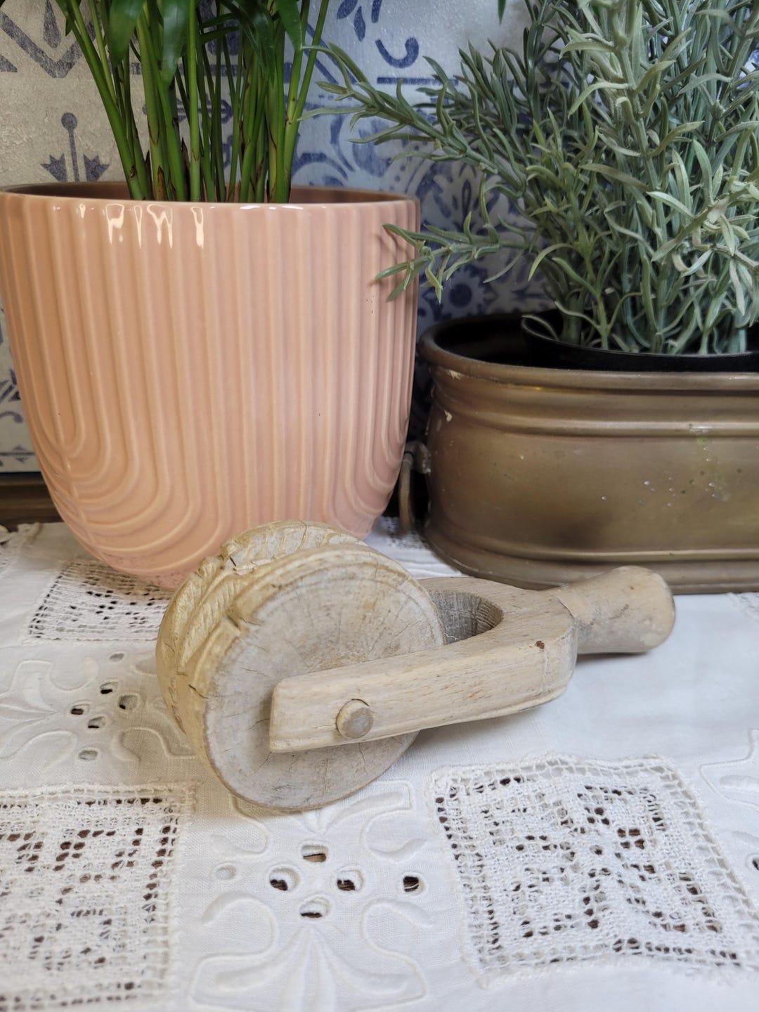 Antique Pastry Roller Biscuit Stamp, Wooden Baking Stamp, Shortbread ...