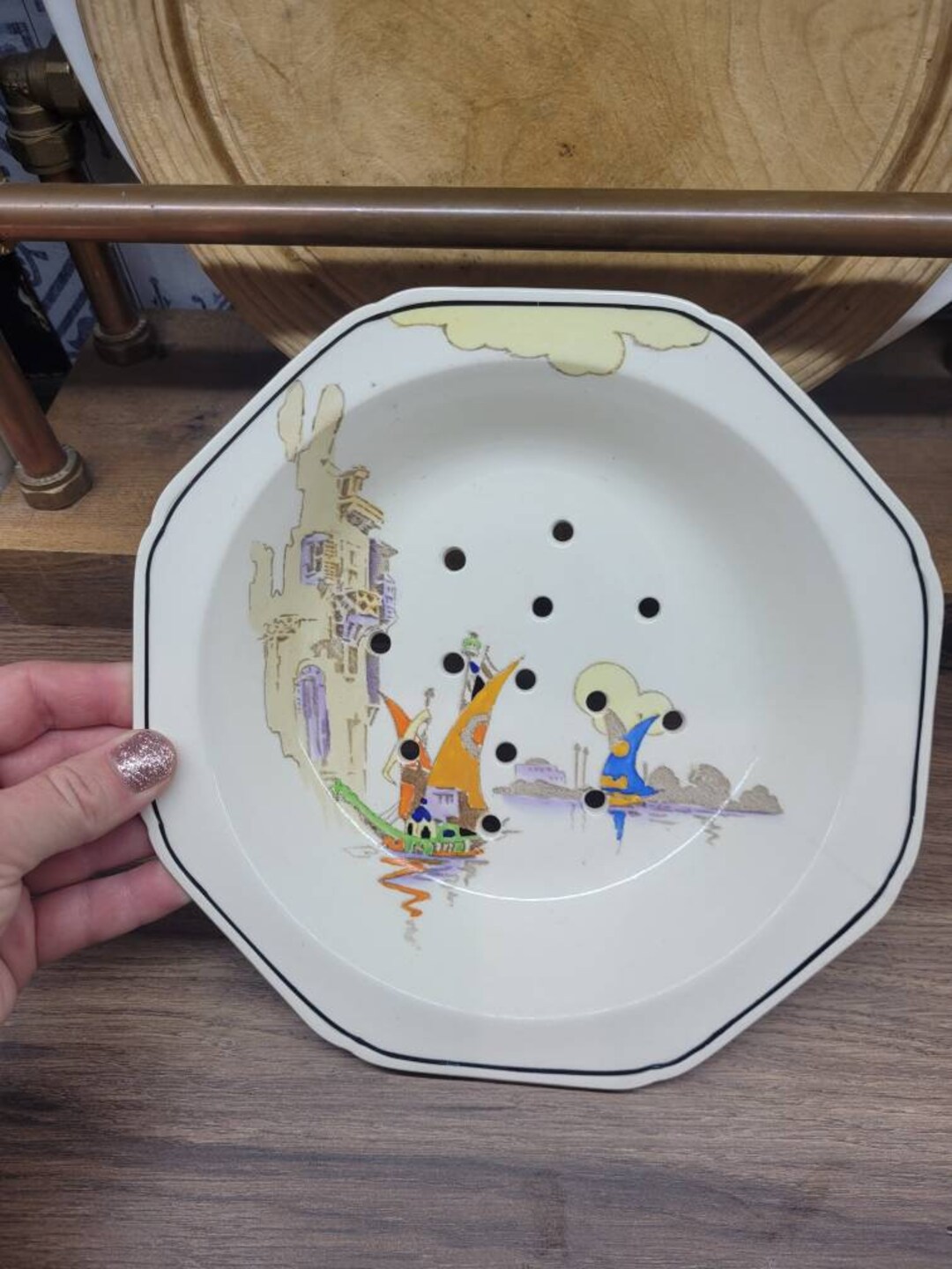 Vintage Ceramic Colander Bowl, 1960s Abstract Design - Etsy