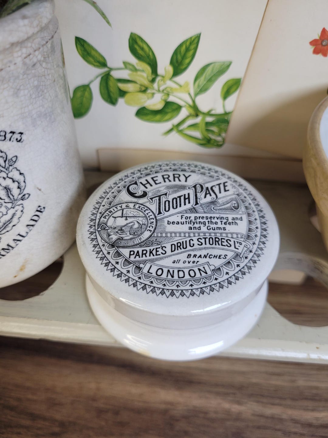 Antique Advertising Cherry Toothpaste Pot Lid and Base, Chemist ...