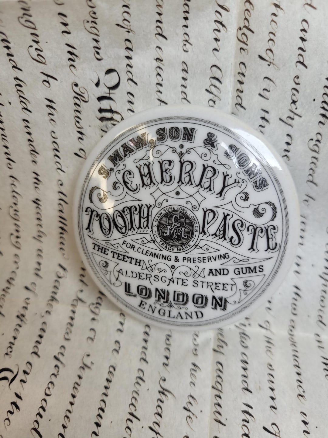 Antique Advertising Cherry Toothpaste Pot Lid, Pictorial Design ...