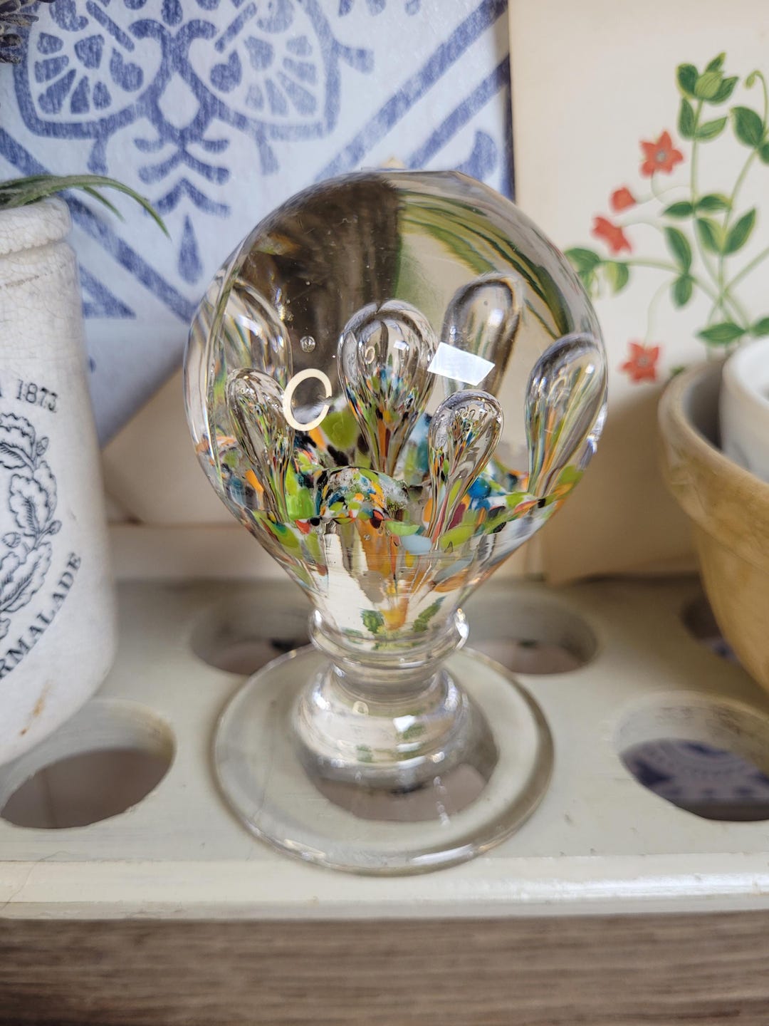 Vintage Murano Glass Pedestal Paperweight, Vintage Collectible Glass ...