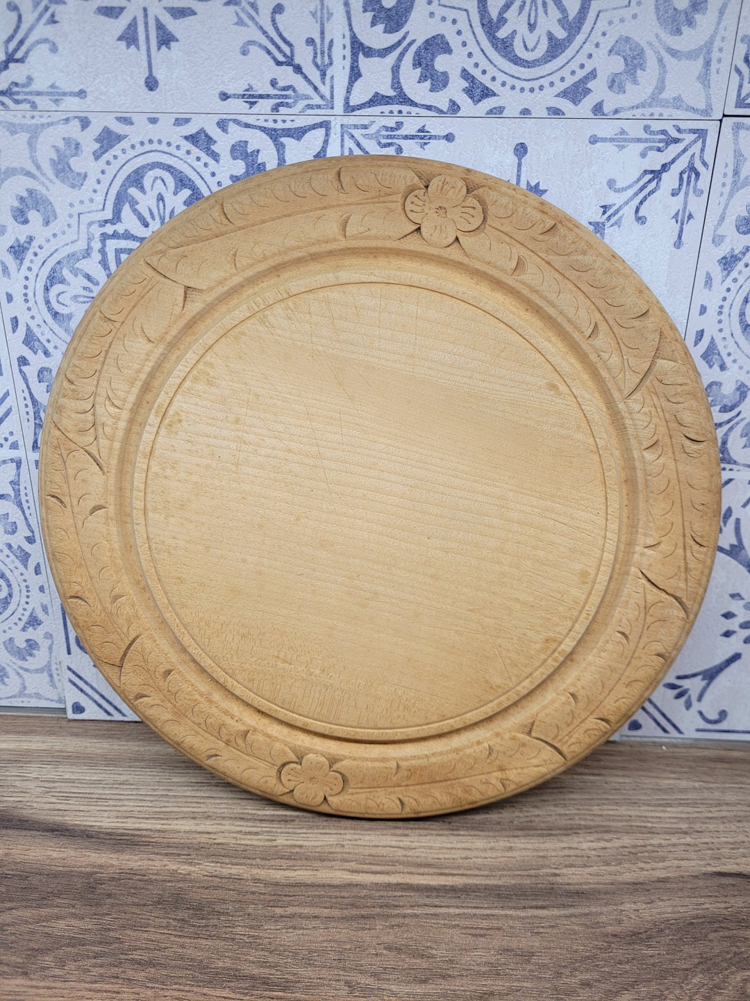 Victorian Carved Treen Breadboard Wheat Floral Detail Country Farmhouse ...