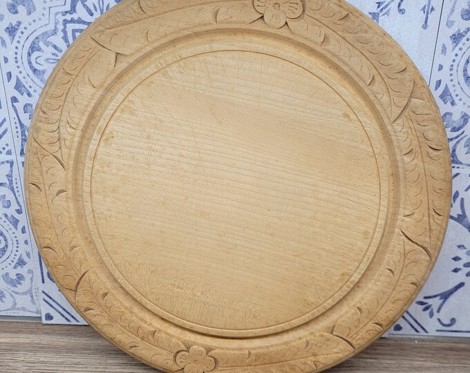 Victorian Carved Treen Breadboard Wheat Floral Detail Country Farmhouse ...