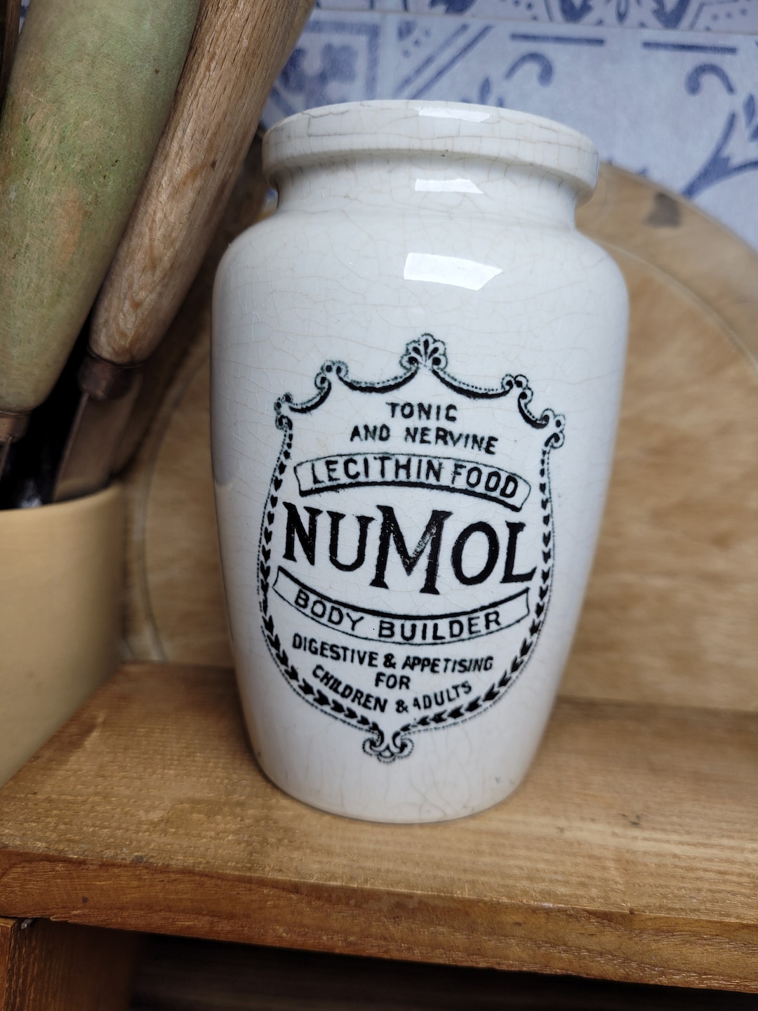 Antique Advertising Ironstone Jar, Numol Advertising, Antique Stoneware ...