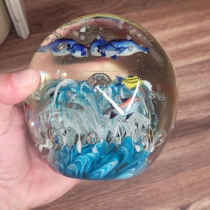 Wonderful Large Fish Themed Aquatic Glass Paperweight, Collectible ...