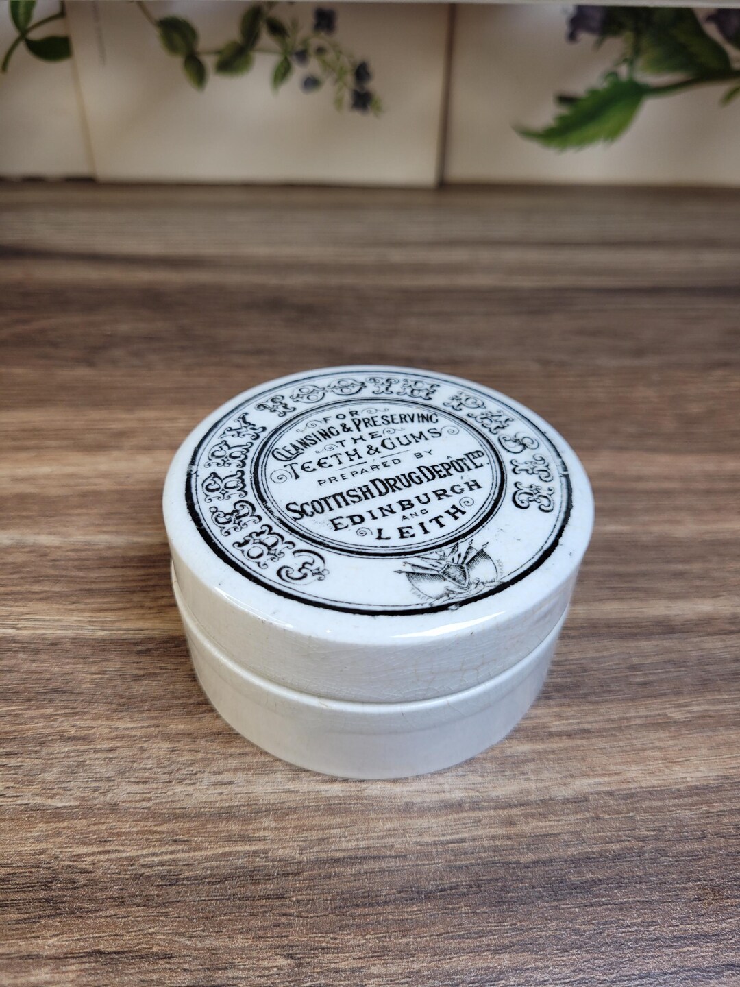 Antique Advertising Cherry Toothpaste Pot Lid and Base, Scottish Drug ...