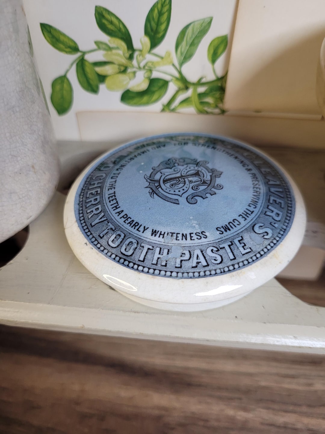 Antique Advertising Cherry Toothpaste Pot Lid, Pictorial Design ...