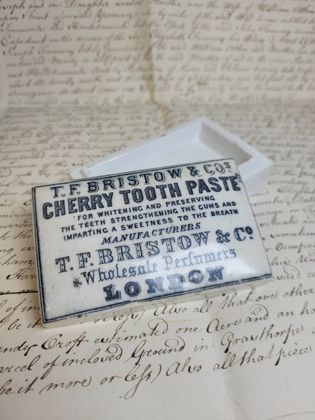 Antique Rectangular Pot Lid and Base, Antique Chemist Advertising White ...