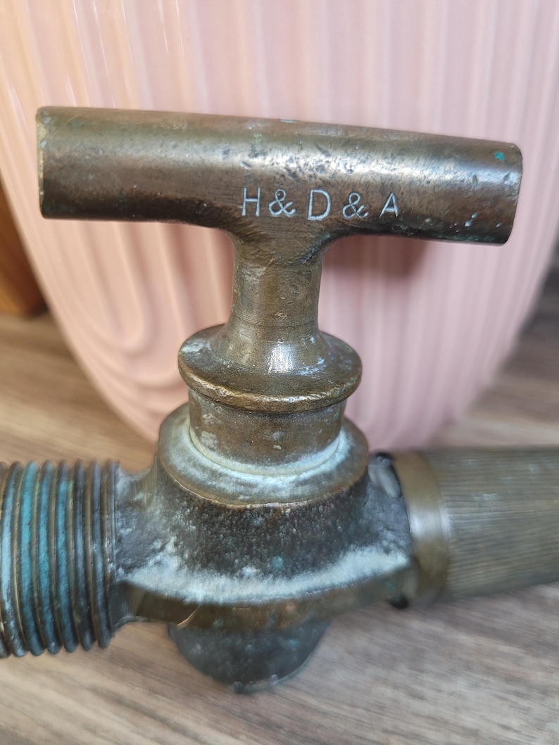 Antique Brass Barrel Tap, Patina Solid Brass Spigot, H and D&A - Etsy