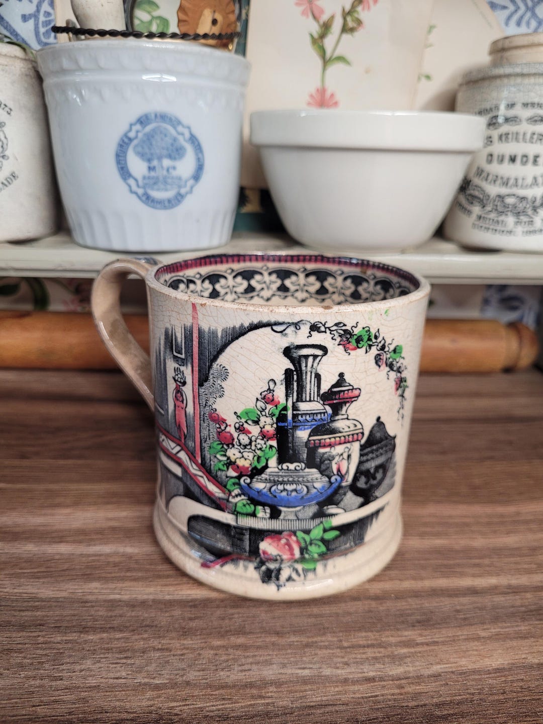Antique Stained Staffordshire Mug, 1800s, Antique Beer Tankard - Etsy