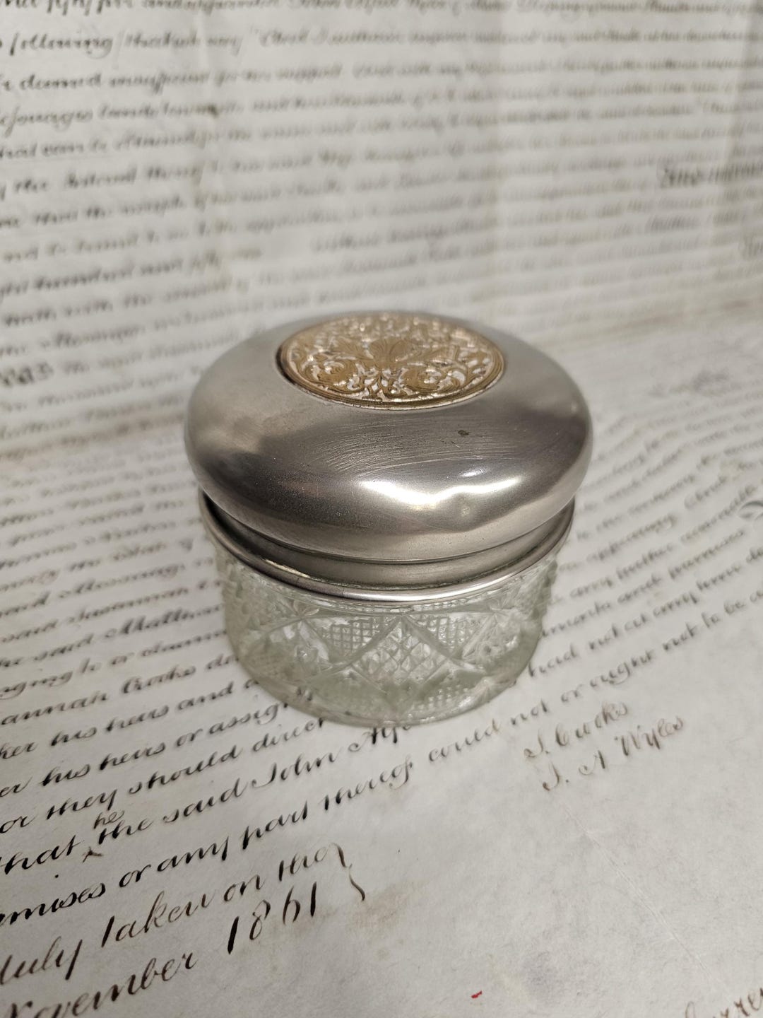 Stunning Vintage Art Deco Pill Box, Powder Jar, Vintage Vanity - Etsy
