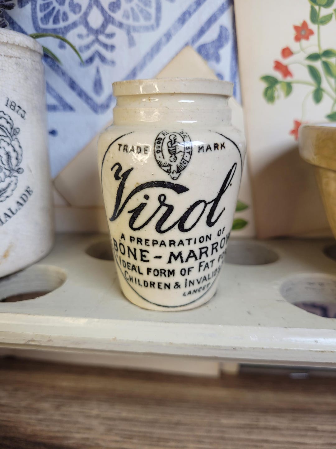 Antique Advertising Ironstone Jar, Virol Advertising, Antique Stoneware ...