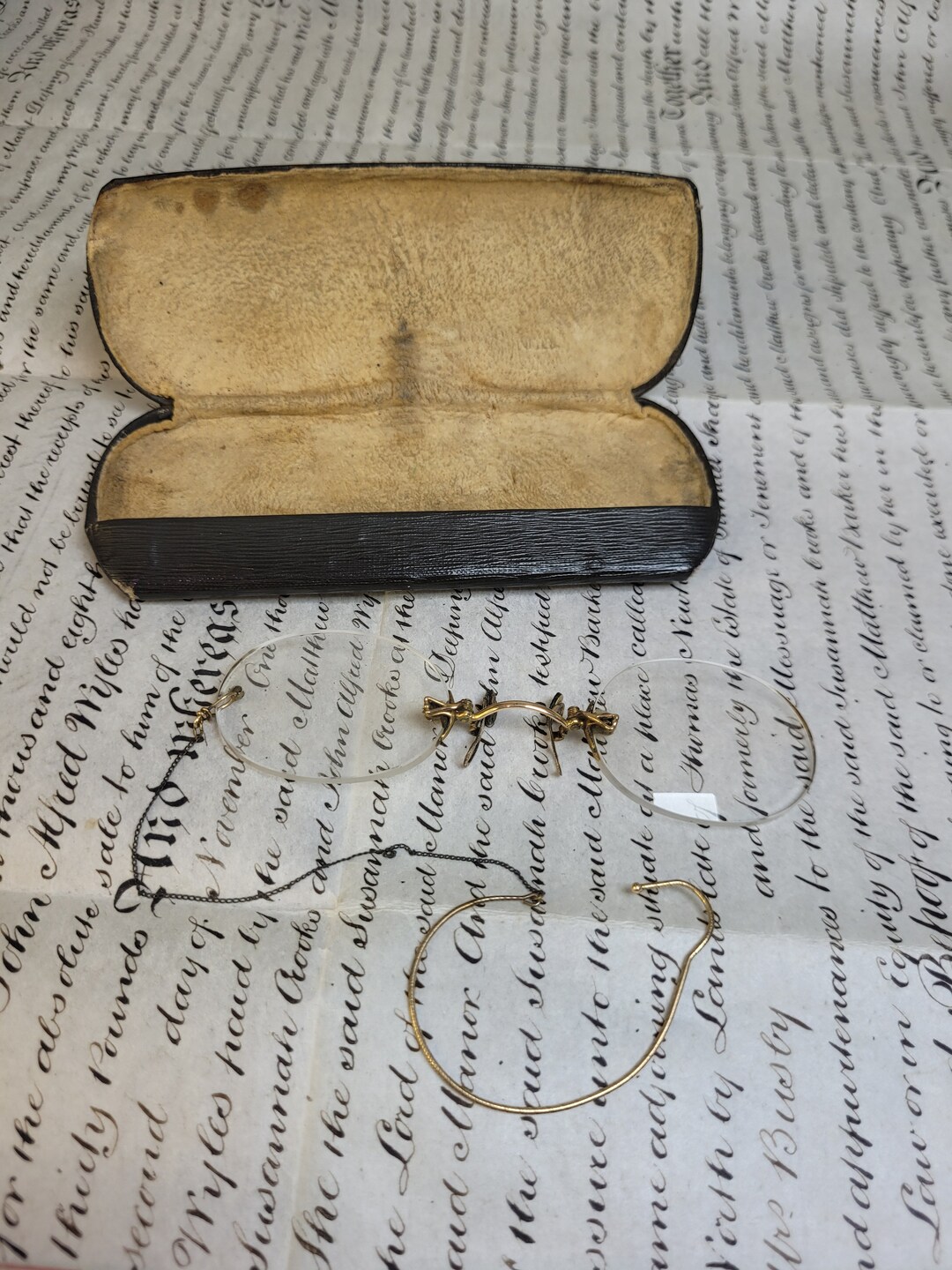 Vintage Pince Nez Pinch Nose Spectacles and Case, Vintage Glasses ...