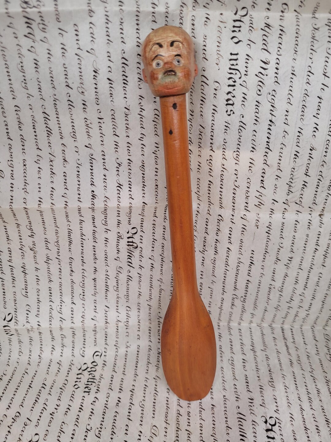 Unusual Vintage Carved Head Wooden Spoon, Carved Man's Head, Novelty ...