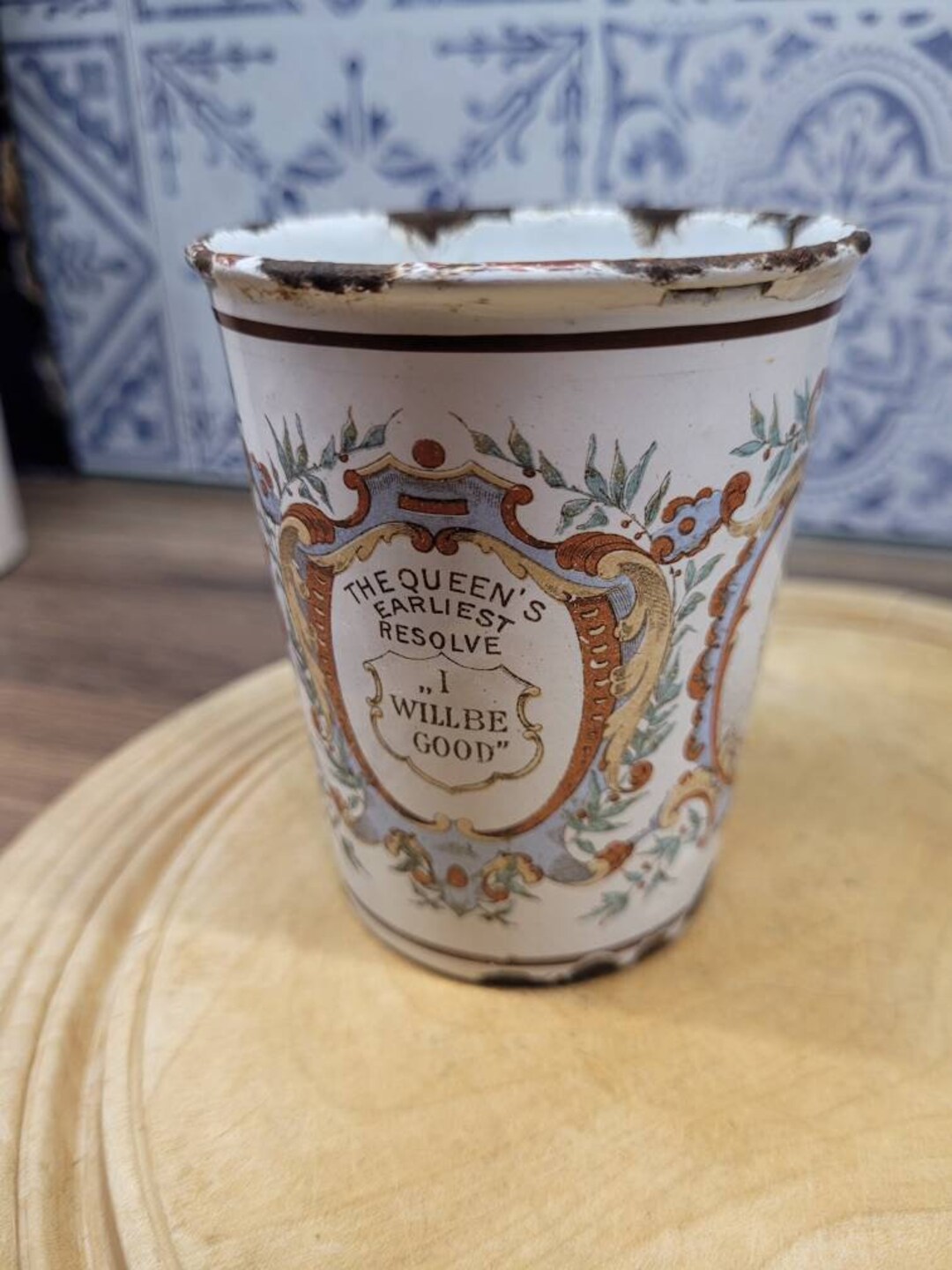 Antique Enamel Beaker Cup, 1897, Borough of Derby, the Queens Earliest ...