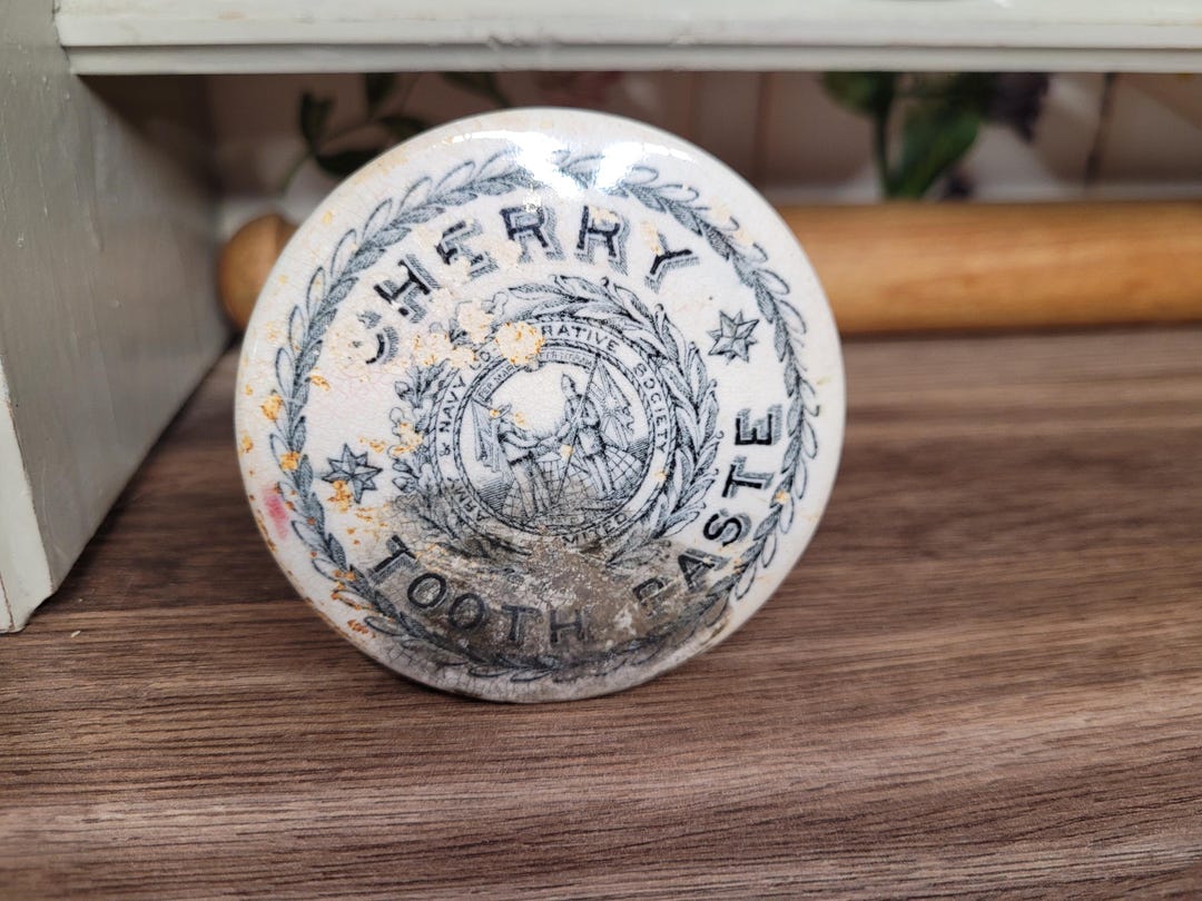 Antique Advertising Cherry Toothpaste Pot Lid, Pictorial Design ...