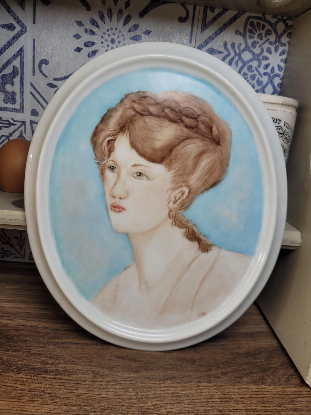 Vintage Portrait Muse Painting on Plaque of Maria Stillman French Model ...