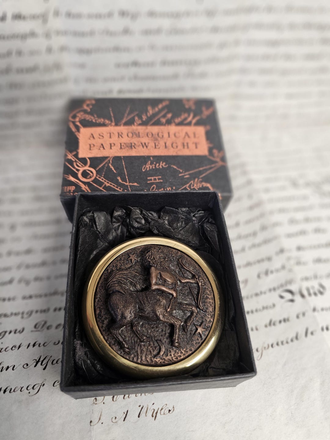 Zodiac Astrological Brass Paperweight, Sagittarius, Star Sign Birthday ...