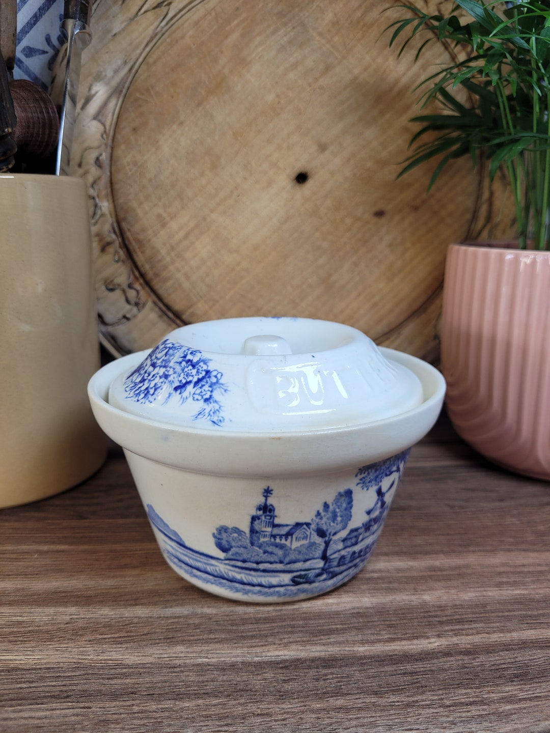 Antique Ironstone Willow Pattern Butter Dish, Antique Kitchenalia ...