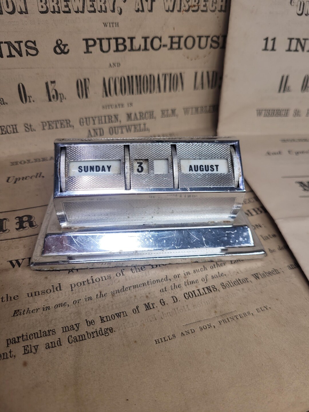 Retro Chrome Perpetual Desk Calendar, Vintage Calendar, Desk Decor, Mid ...