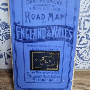 Vintage Map, Bartholomew's Road Map of England and Wales From the ...