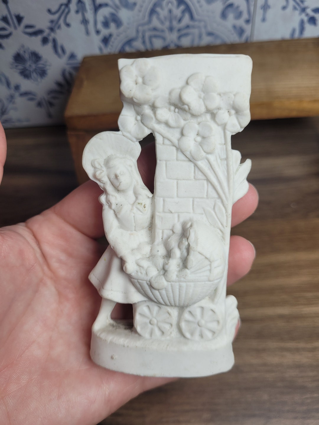 Vintage German Bisque Porcelain Spill Vase, Woman and Pram - Etsy