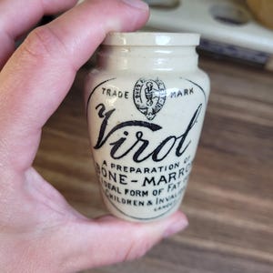 Antique Advertising Ironstone Jar, Virol Advertising, Antique Stoneware ...