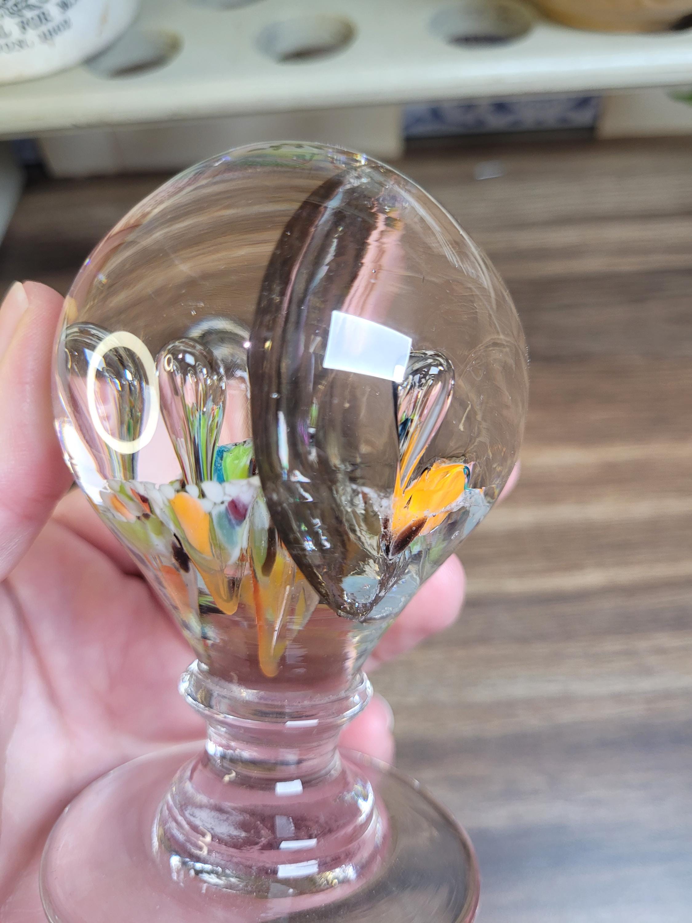 Vintage Murano Glass Pedestal Paperweight, Vintage Collectible Glass ...