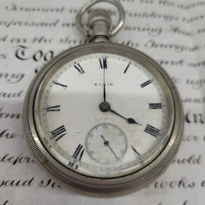 Antique ELGIN Large Pocket Watch, Silveroid, Victorian Pocket Watch ...