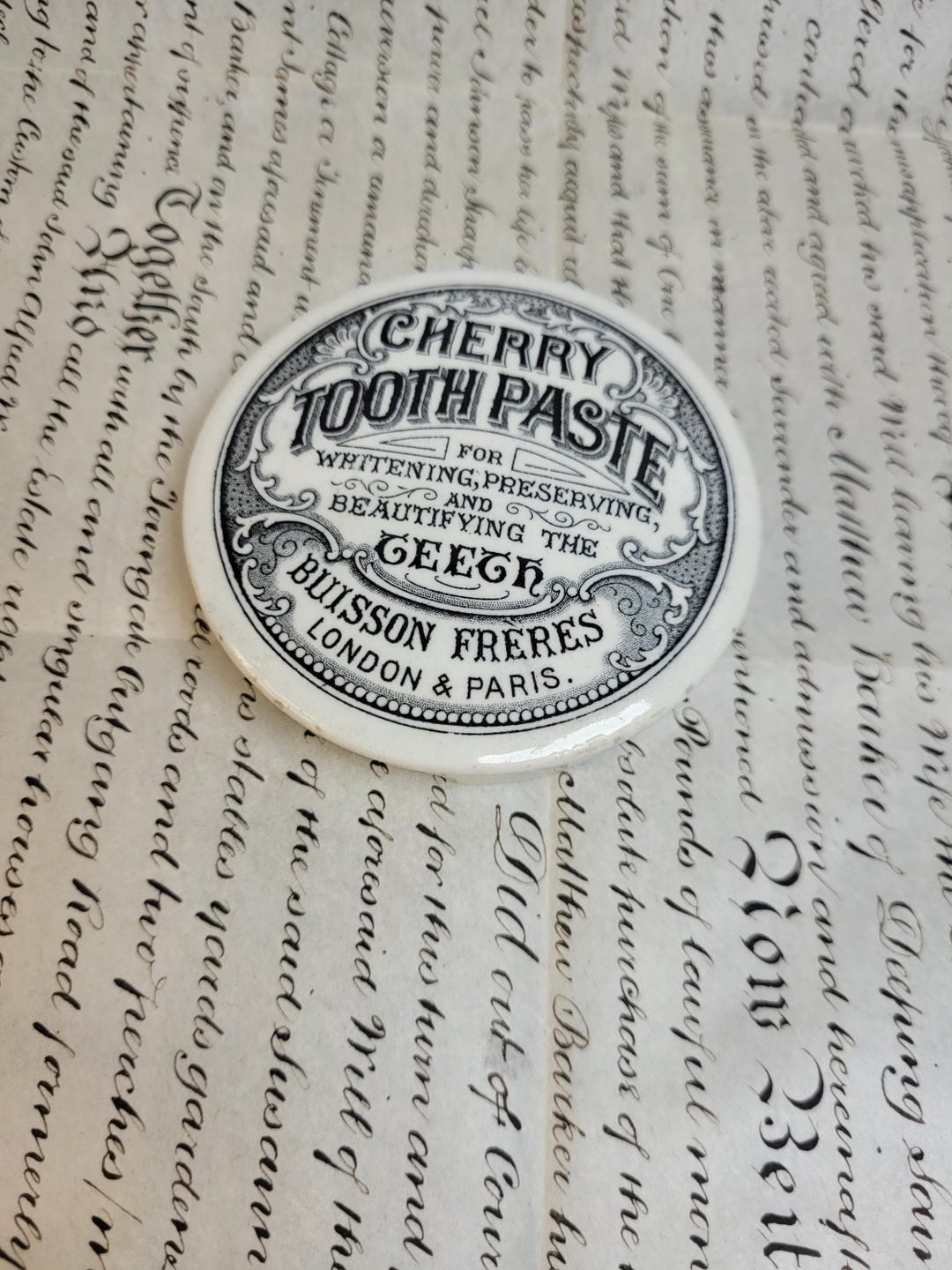 Antique Advertising Cherry Toothpaste Pot Lid, Pictorial Design ...