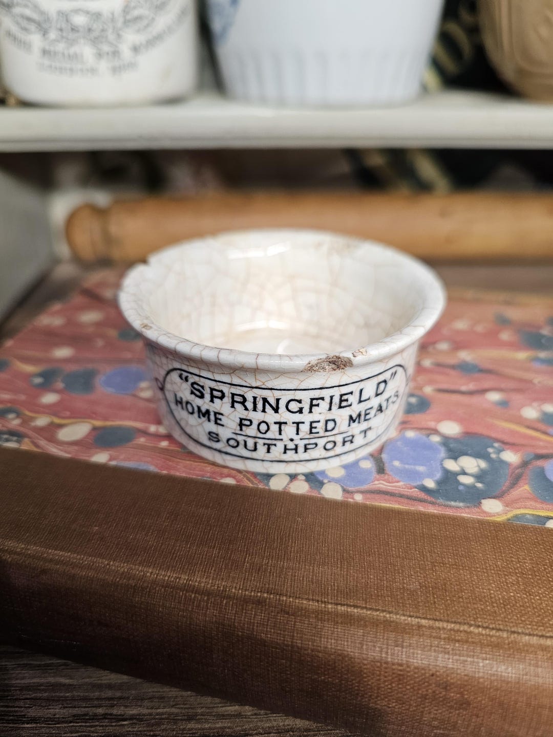 Antique English White Ironstone Potted Meat Bloater Paste Pot Antique ...