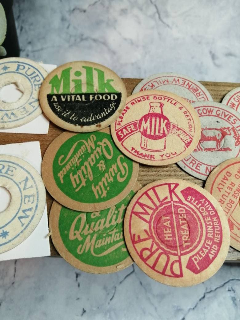 Collection of Vintage Milk Bottle Tops Advertising - Etsy