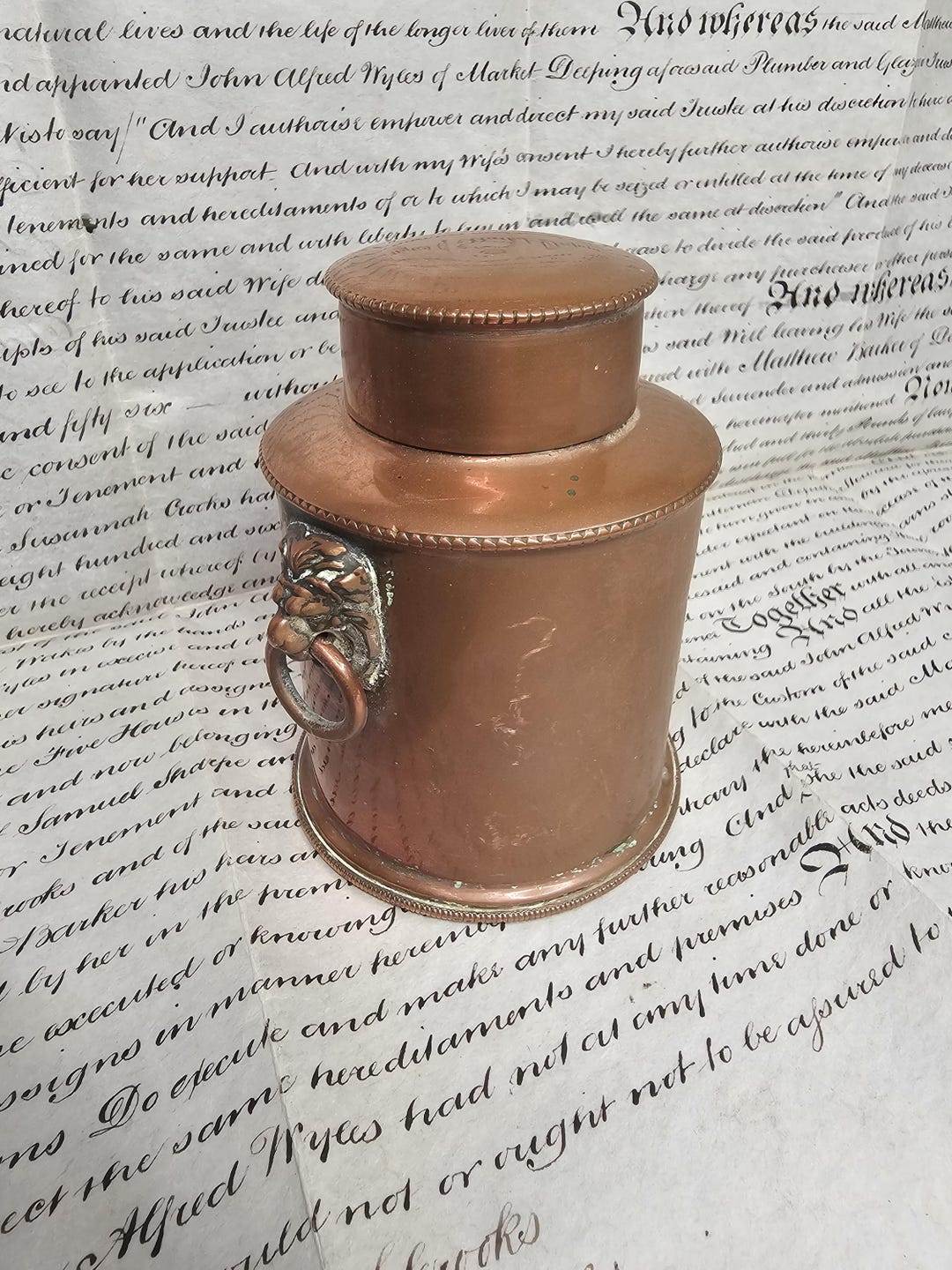 Antique Copper Tea Caddy With Lion Head Handle Design, Antique Copper ...
