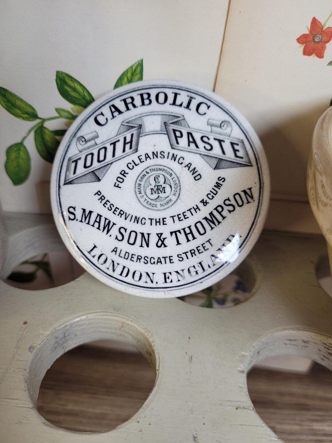 Antique Advertising Carbolic Toothpaste Pot Lid, S Maw Son & Thompson ...