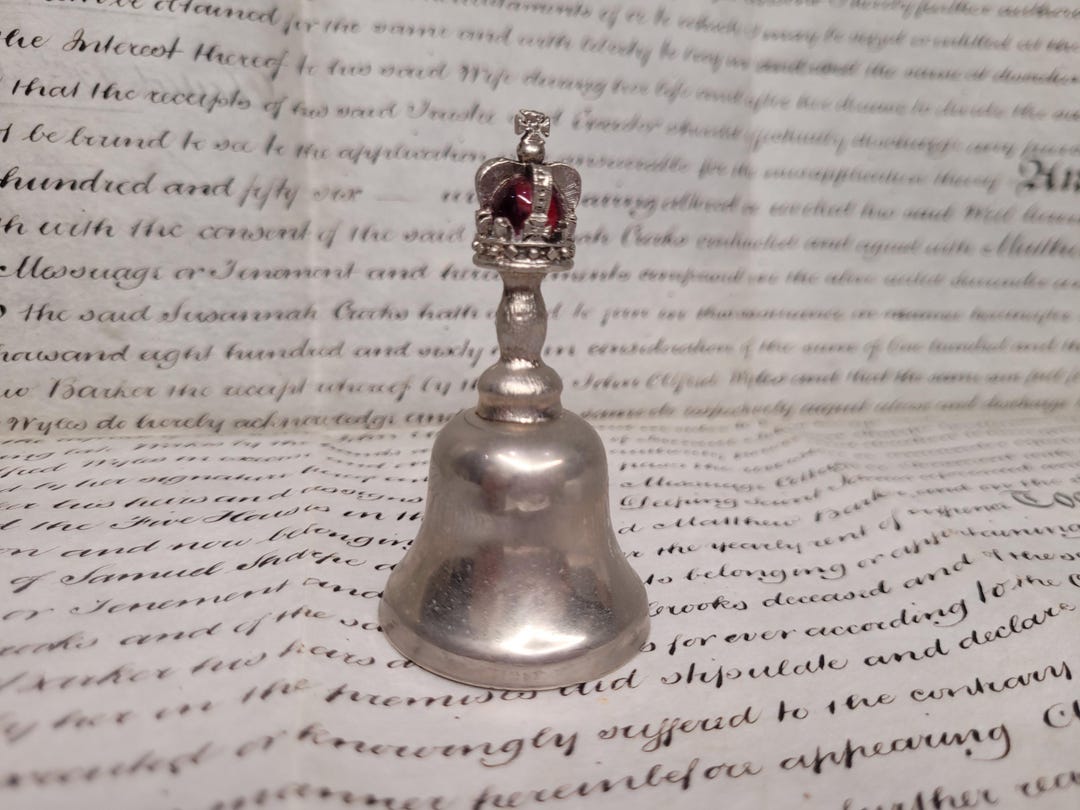 Vintage Petite Bell With Crown Decor Top, Monarchy, English Gift - Etsy