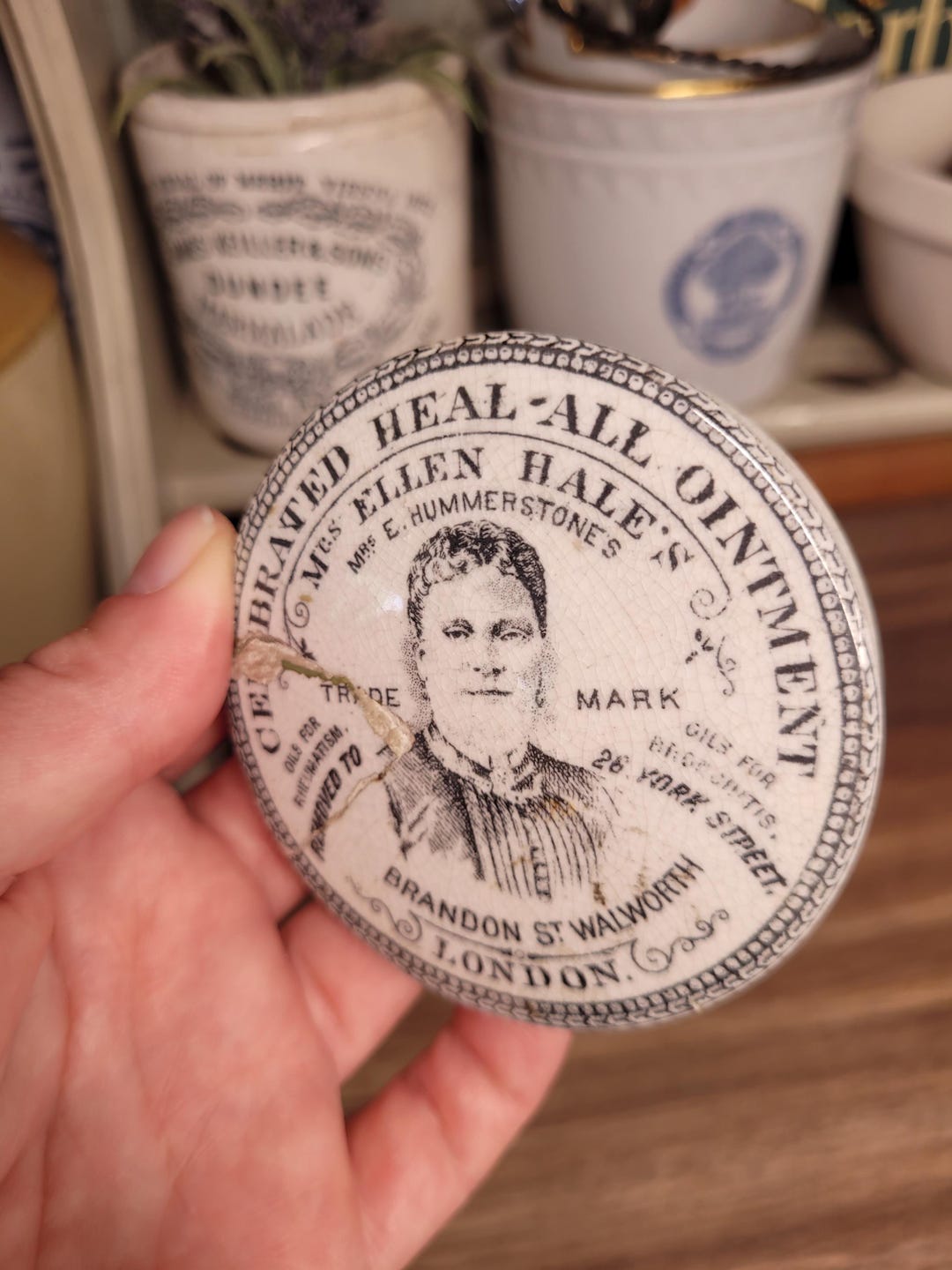 Antique Advertising Heal-all Ointment Pot Lid, Pictorial Design ...